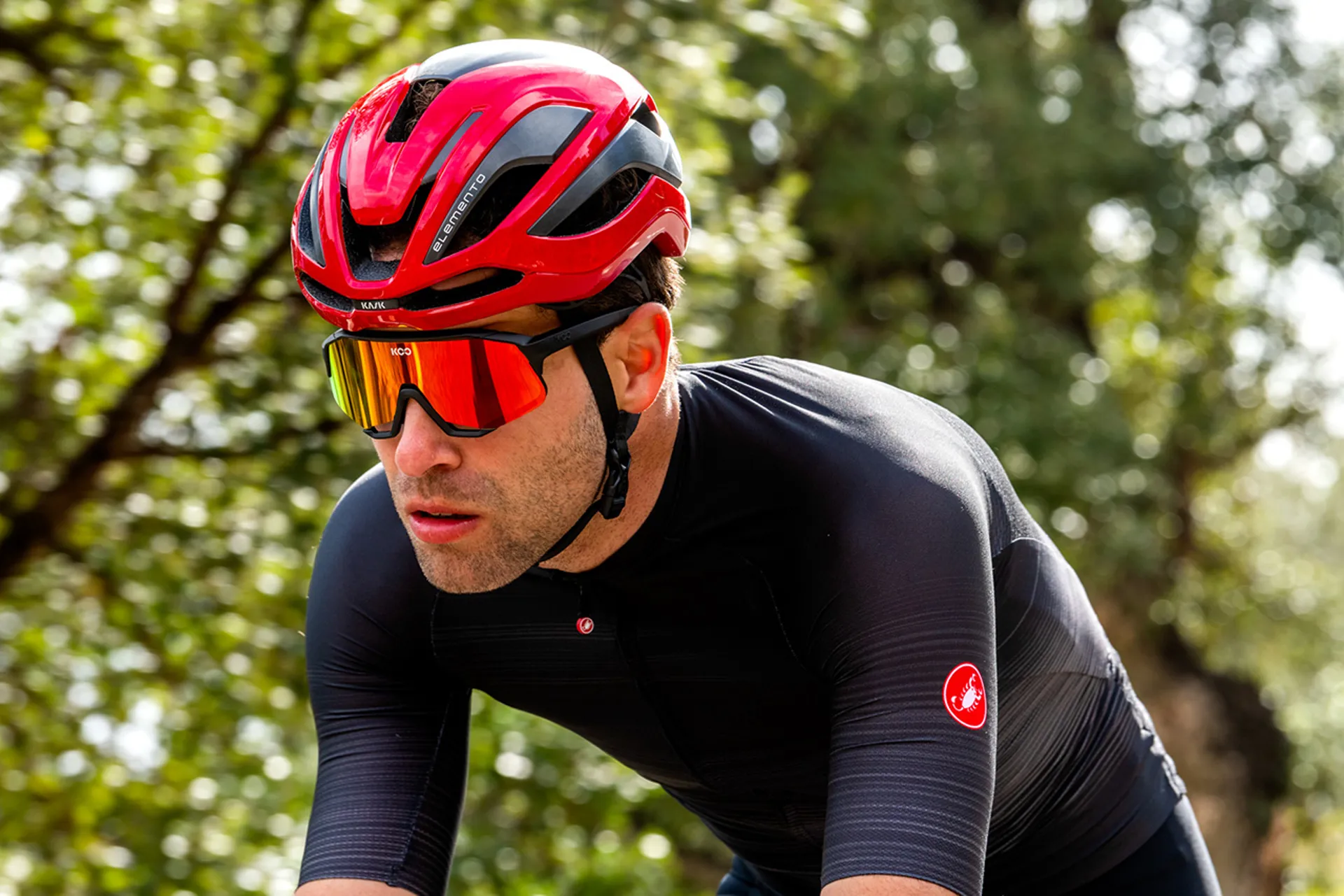 Kask ELEMENTO Carbon Road Cycling Helmet in Red